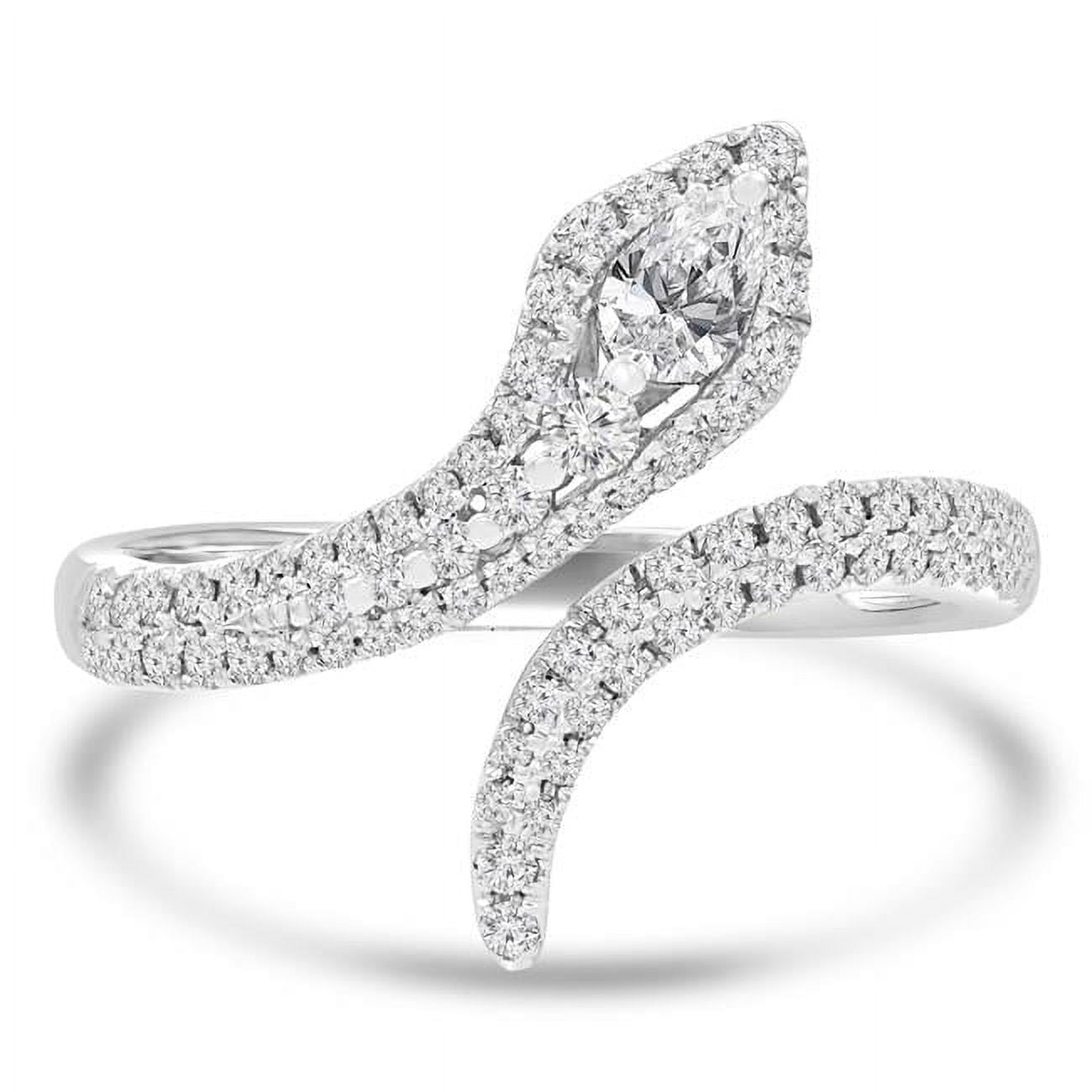 0.5 CTW Pear Diamond Snake Cocktail Ring in 18K White Gold - Size 4 ...