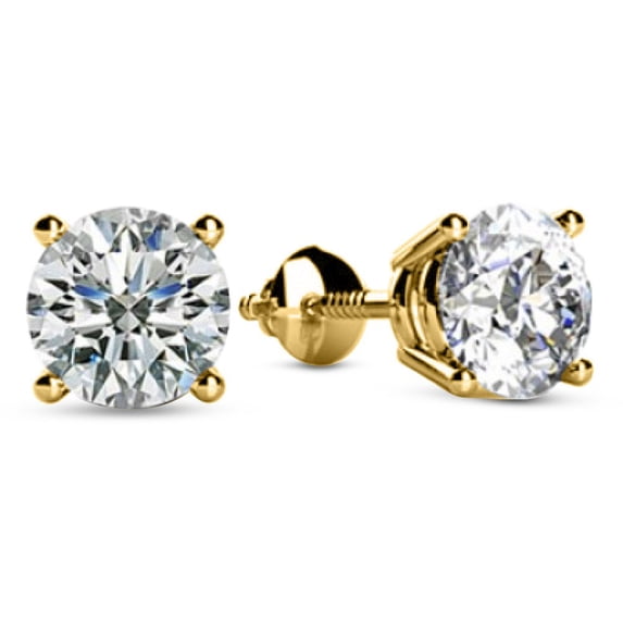 0.5 Carat 18K Yellow Gold LAB GROWN Solitaire Diamond Stud Earrings for ...
