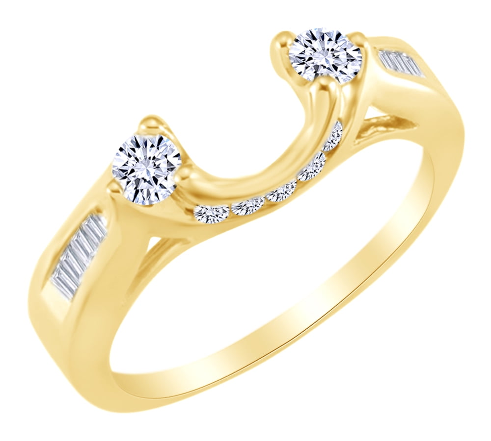 0.5 Ct White Natural Diamond Wrap Enhancer Ring in 14k Yellow Gold ...