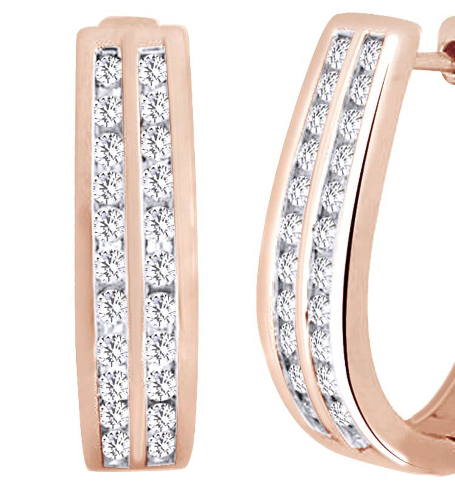 AFFY 0.5 Cttw Round Cut White Natural Diamond Channel Set Hoop Earrings ...