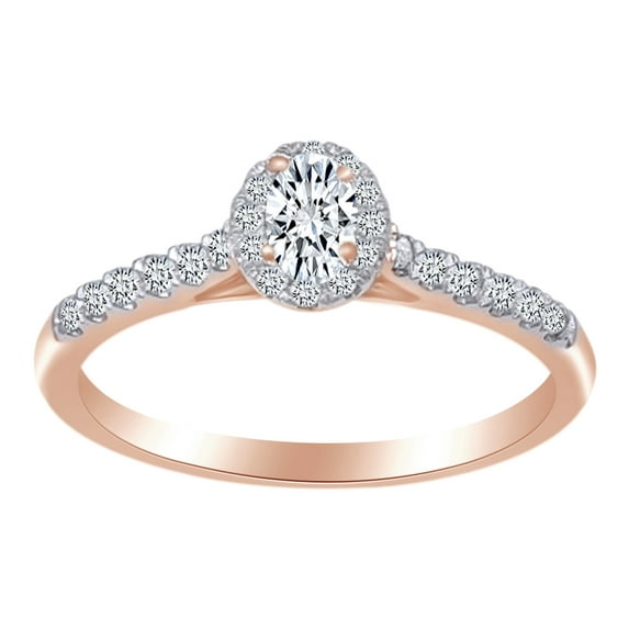 AFFY (0.5 Cttw) White Natural Diamond Oval Shaped Cluster Engagement ...