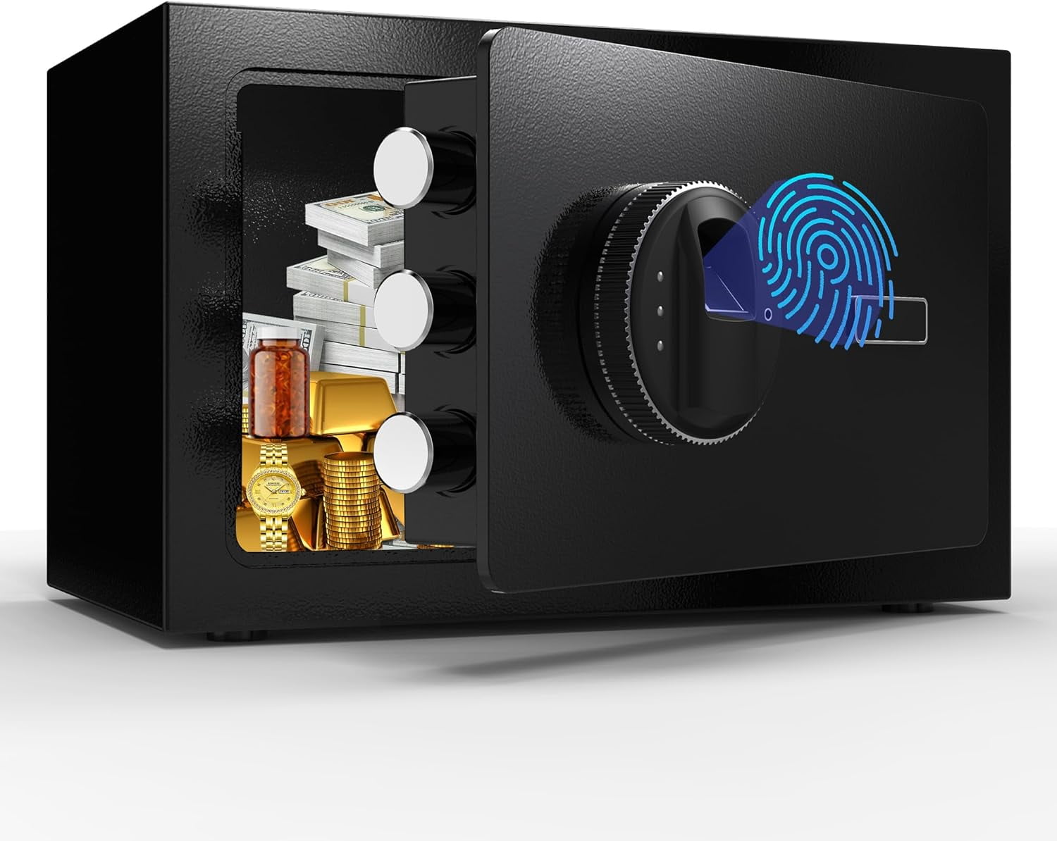 0.5 Cubic Feet Biometric Safe, Steel Security Safe with Fingerprint ...