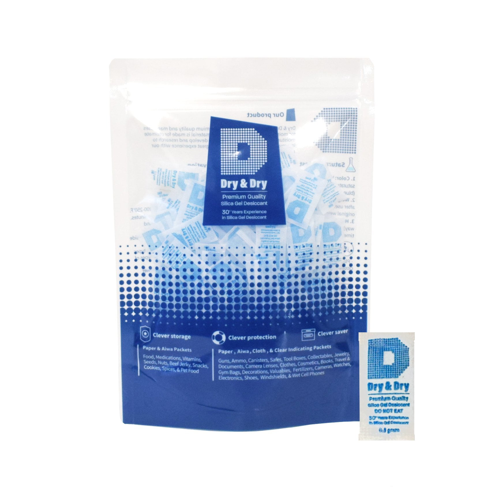 Dry & Dry Silica Gel Desiccant Dehumidifier, 0.5g, 100 Packets - Food ...