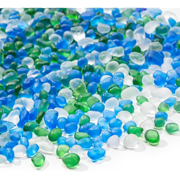 0.5 Lb Blue Green Betta Fish Tank Rocks Gravel Frosted Glass Beads, 6 ...