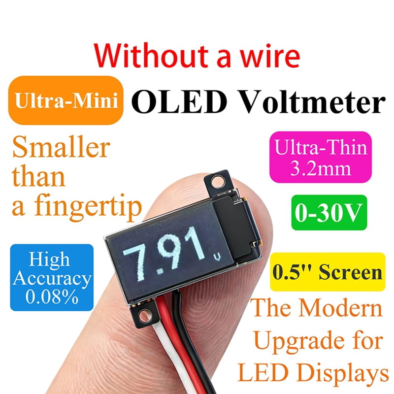 0.5" Mini OLED Digital Voltmeter DC 0-30V High- 0.08% Ultra-Thin 3.2mm ...