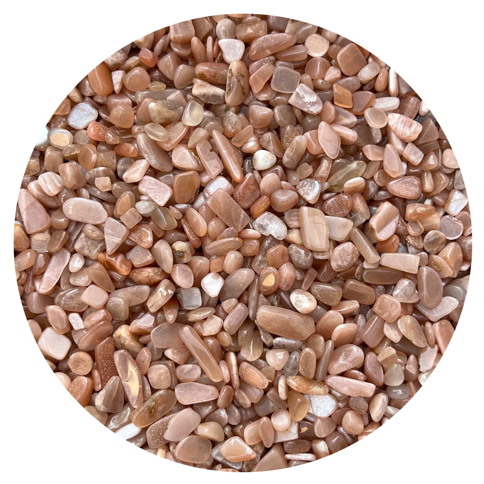 0.5 Pound Natural Semi Tumbled Peach Moonstone Gemstone Chips, Crushed ...