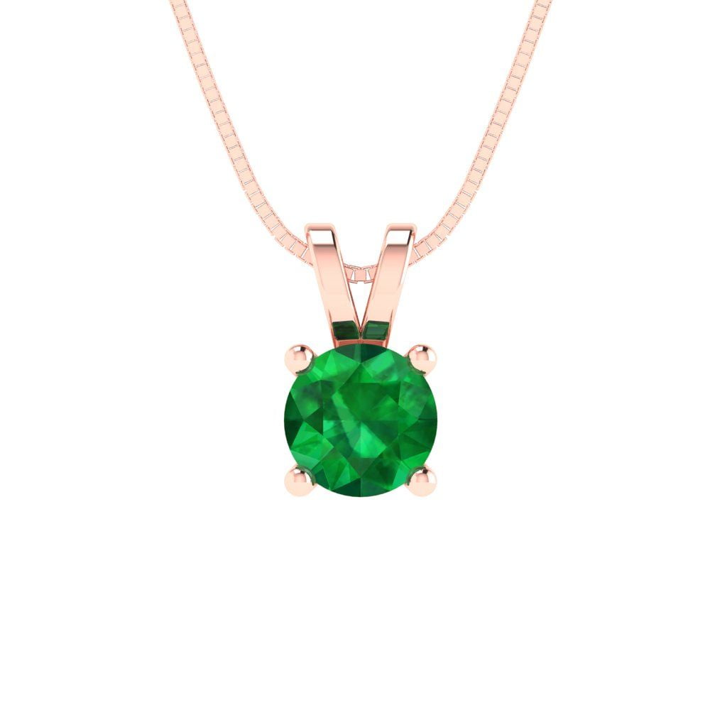 0.5 cctw Emerald Rose Gold Plated Pendant with 18" Box Chain (5mm ...