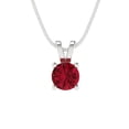 0.5 cctw Ruby White Gold Plated Pendant with 18" Box Chain (5mm, Round ...