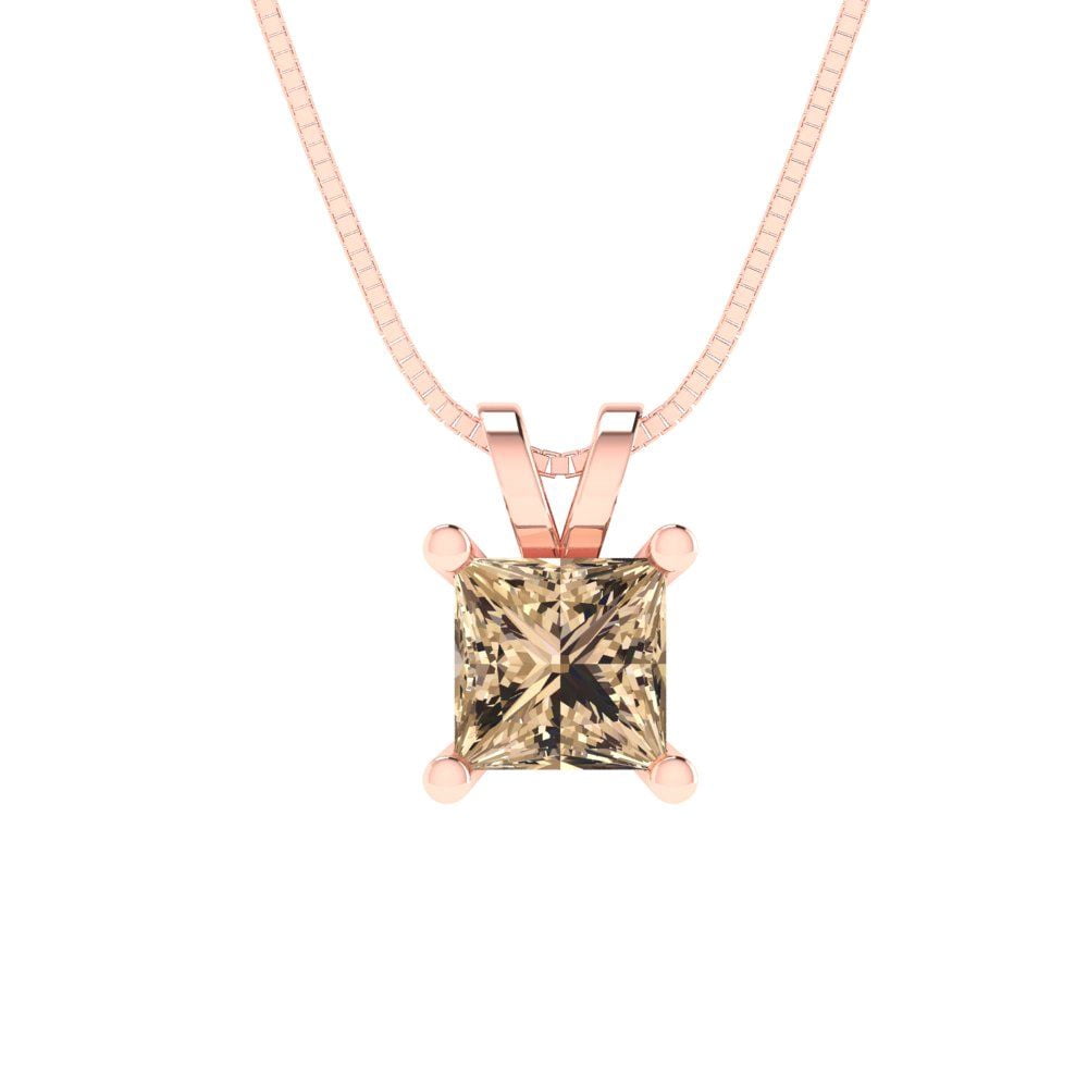 0.5 cctw Yellow Moissanite Rose Gold Plated Pendant with 16" Box Chain ...