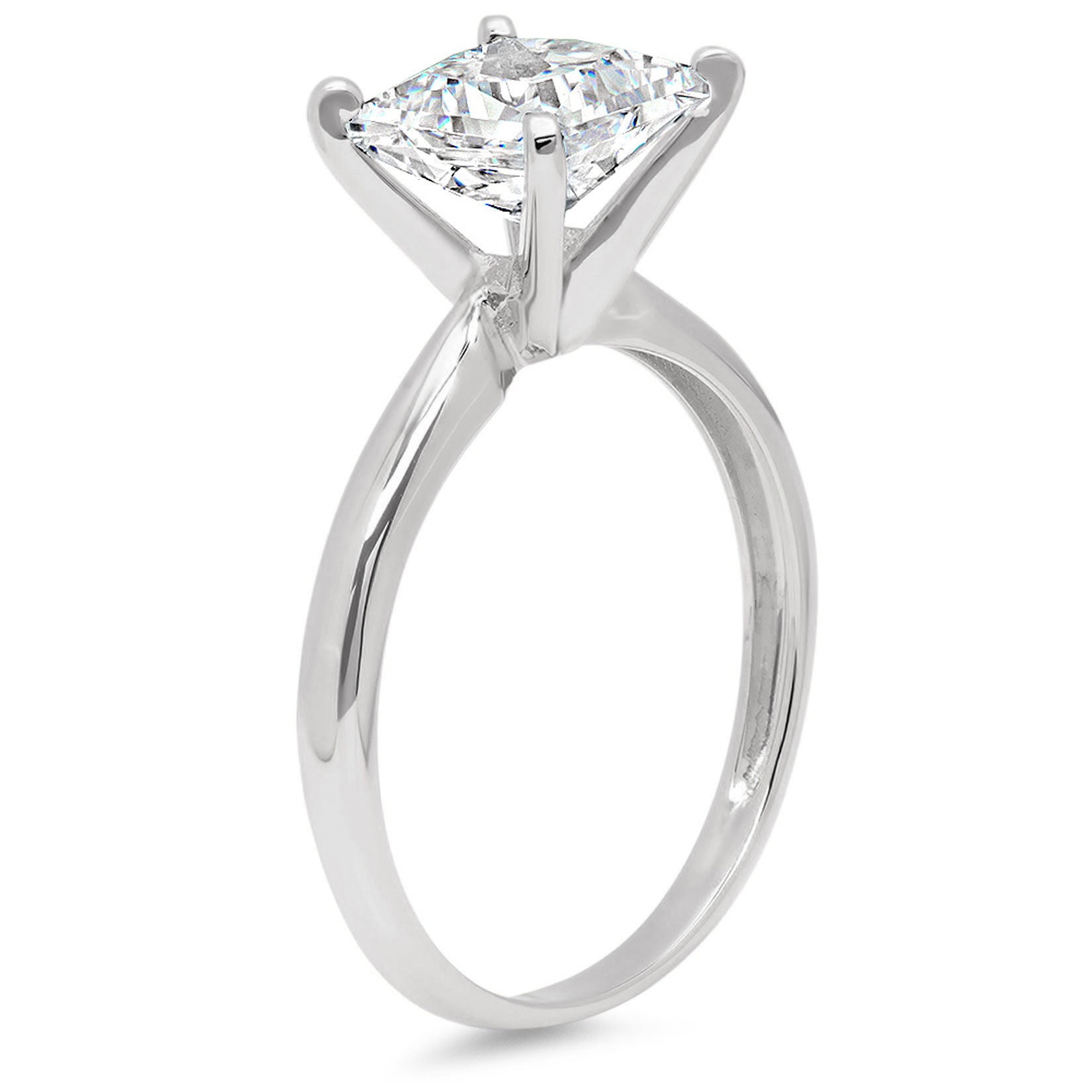 0.5 ct Princess Cut Moissanite Solitaire Engagement Ring for Women in 18K White Gold - Walmart.com