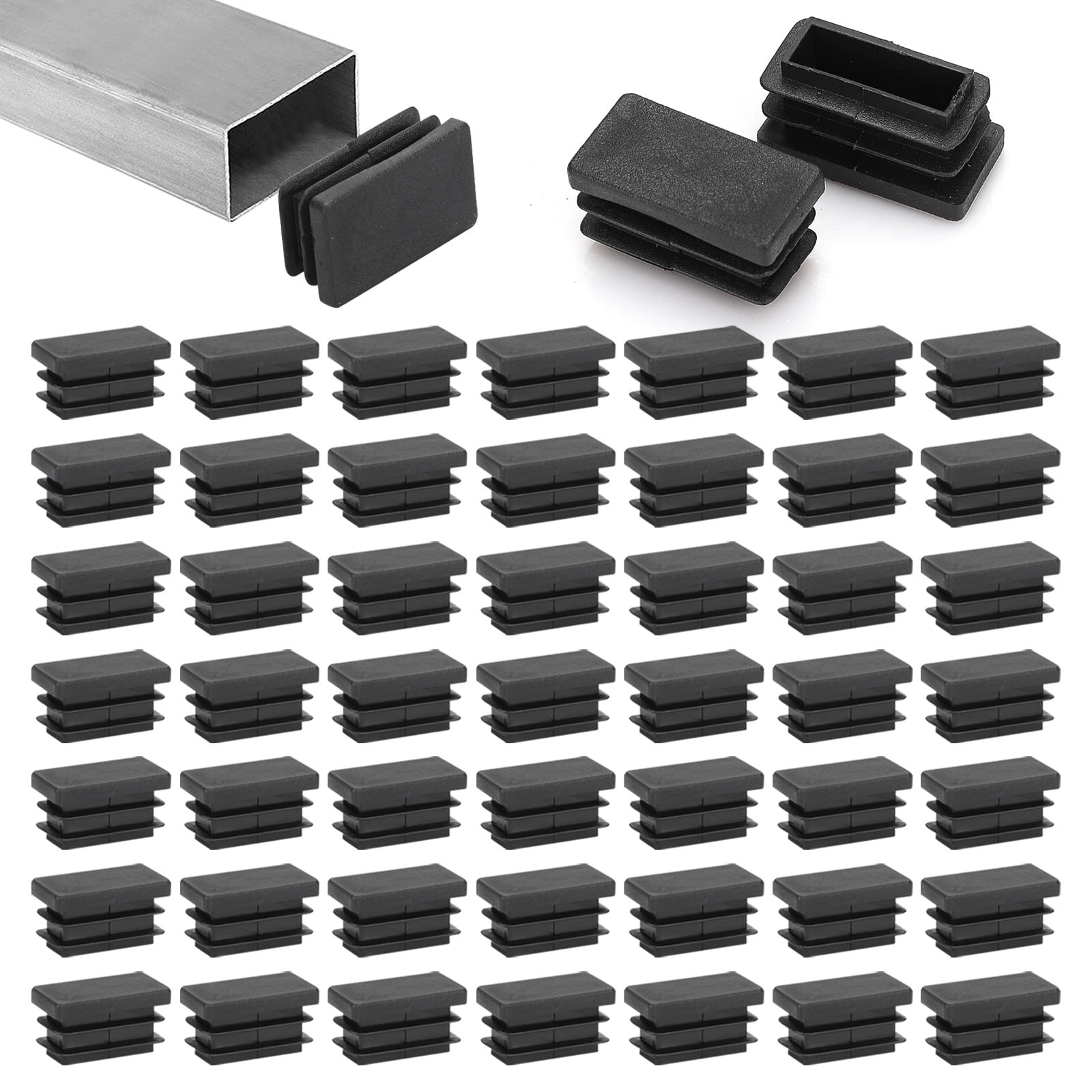 0.5'' x 1.0'' Rectangle Tube Plugs Tubing Caps Tubing Plugs, 50pcs ...