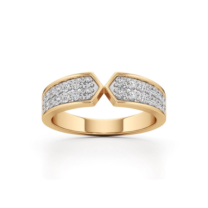 0.50 CTW Round Cut Dainty Moissanite Engagement Ring Double Row Women's ...