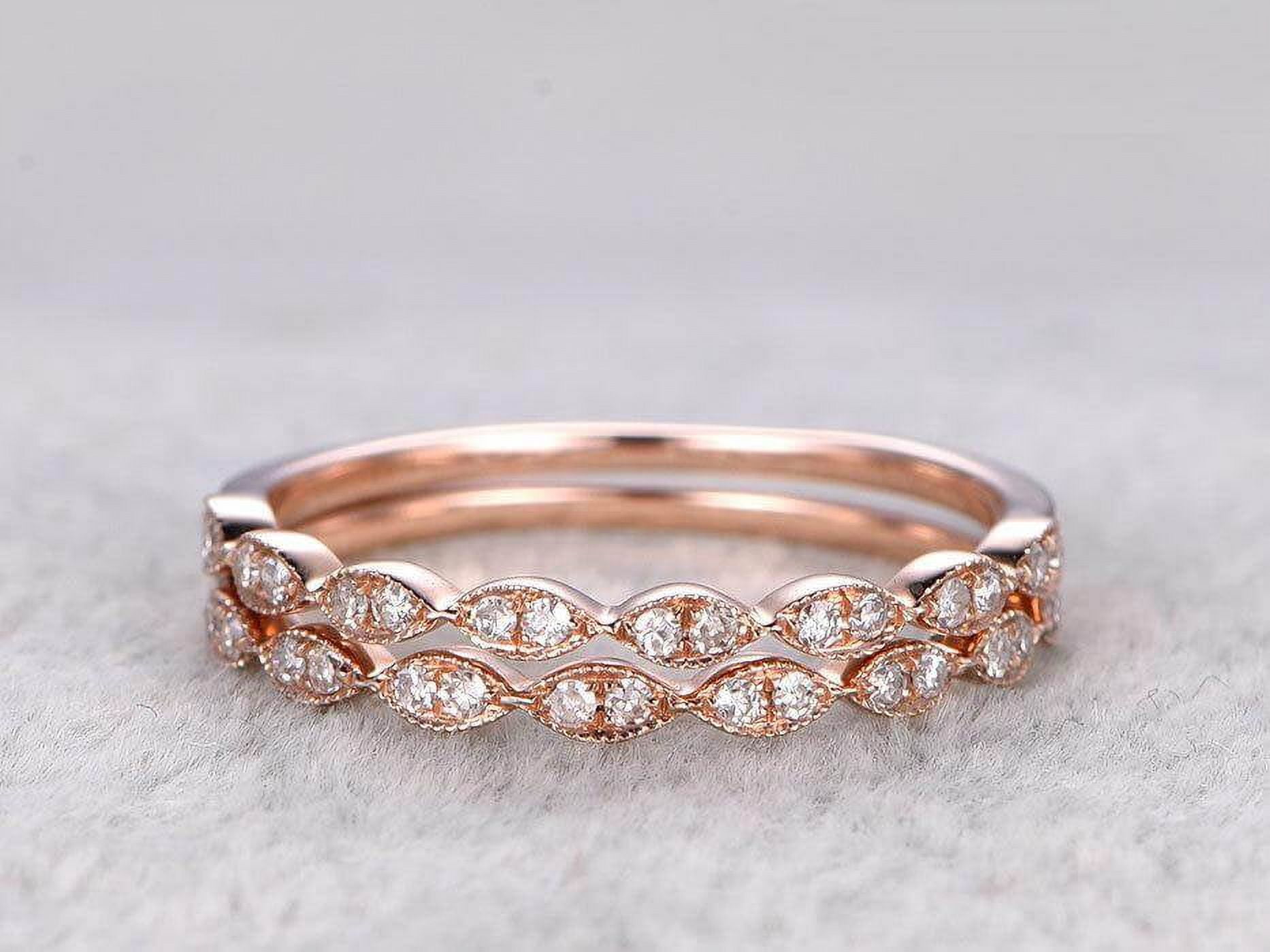 0.50 Carat 2 pcs Moissanite Diamond Wedding Ring Set Stacking Art Deco ...
