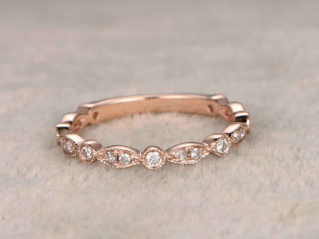 0.50 Carat Ring Wedding Band With Moissanite Diamonds Wedding Ring With ...