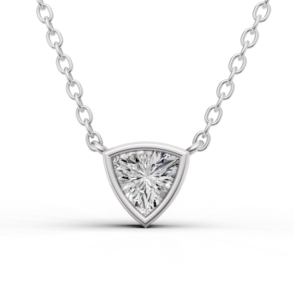 0.50 Carat Trillion Cut Lab Grown Diamond Solitaire Pendant with Bezel ...