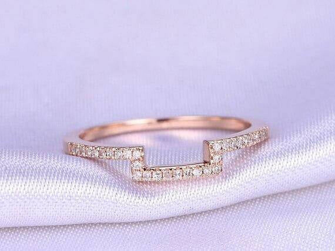 0.50 Carat Wedding Band With Moissanite Diamonds Anniversary Ring Curved Stretch Design Antique ...