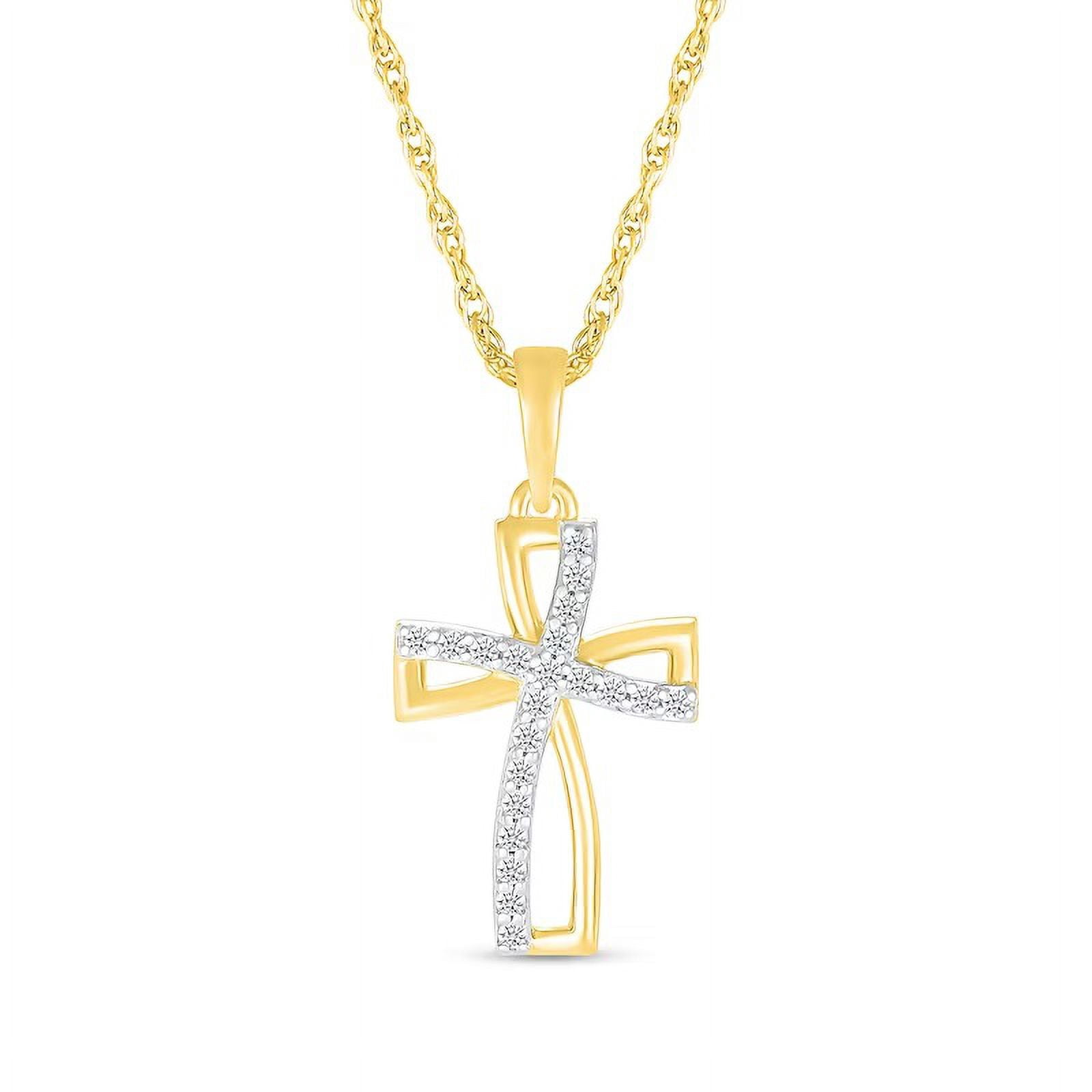 0.50 Ct Beautiful Cross Pendant Necklace in Natural Diamond Solid 14K ...