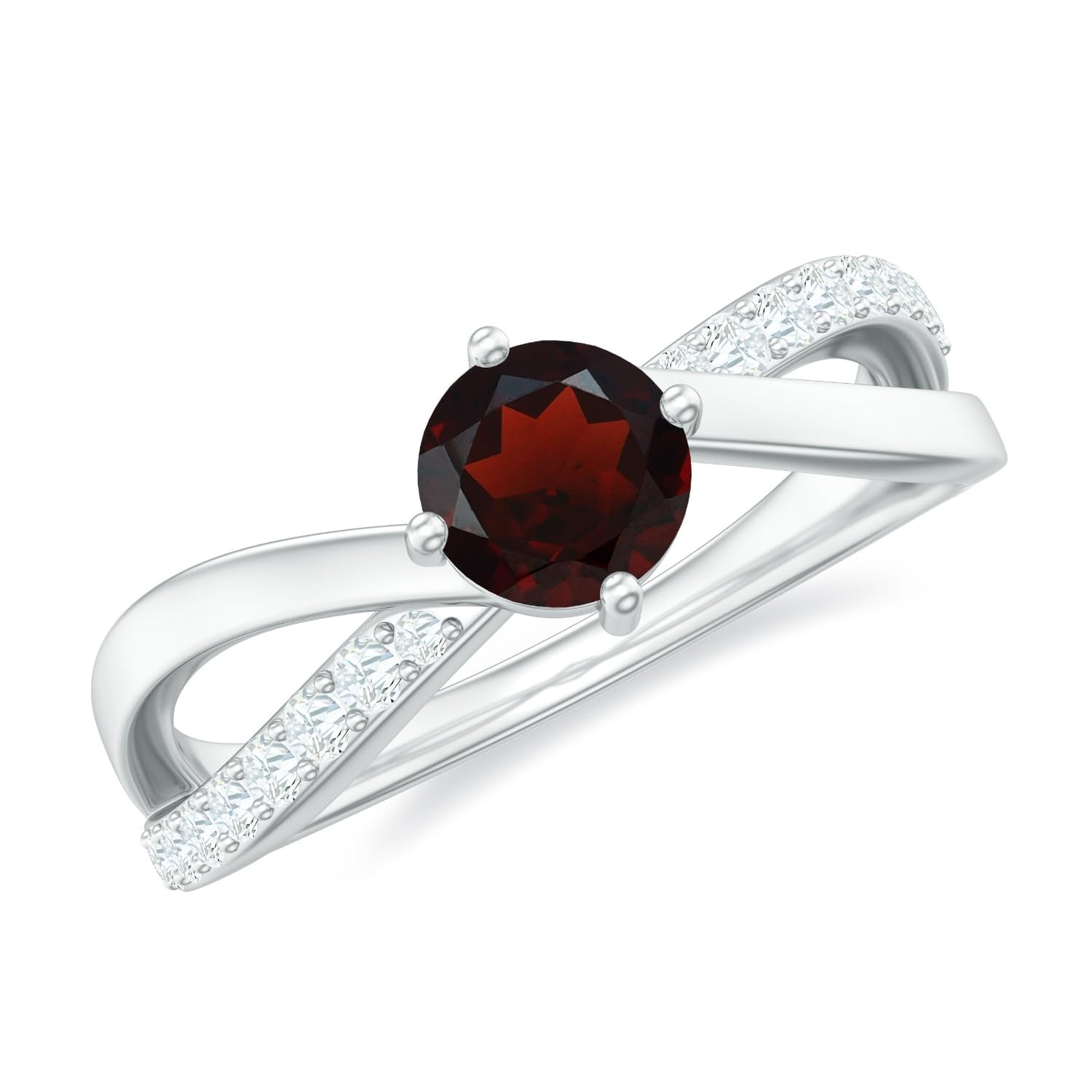0.50 Ctw Red Garnet Gemstone 925 Sterling Silver Halo Infinity Ring for ...