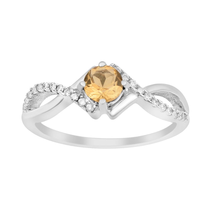 Mooneye 0.50 Ctw Round Shape Citrine 925 Sterling Silver Solitaire ...