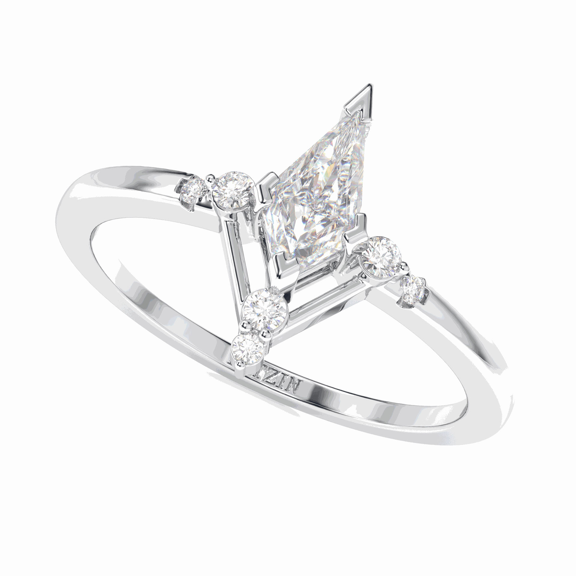 0.50 TCW Lab Grown Diamond Kite Cut Solitaire With Accents Engagement ...