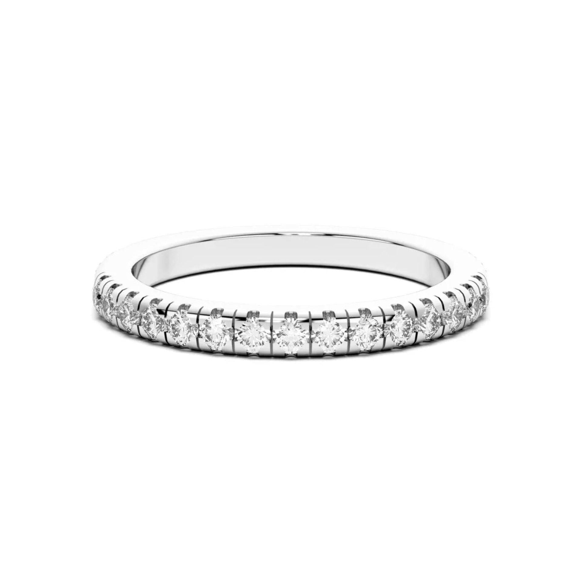 0.50 TCW Round Brilliant Cut Half Eternity Wedding Ring 925 Silver ...