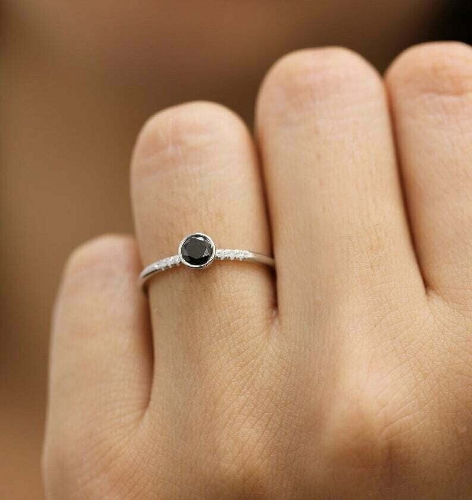 0.50Ct Round Cut Lab Created Black Diamond 14K White Gold Plated ...