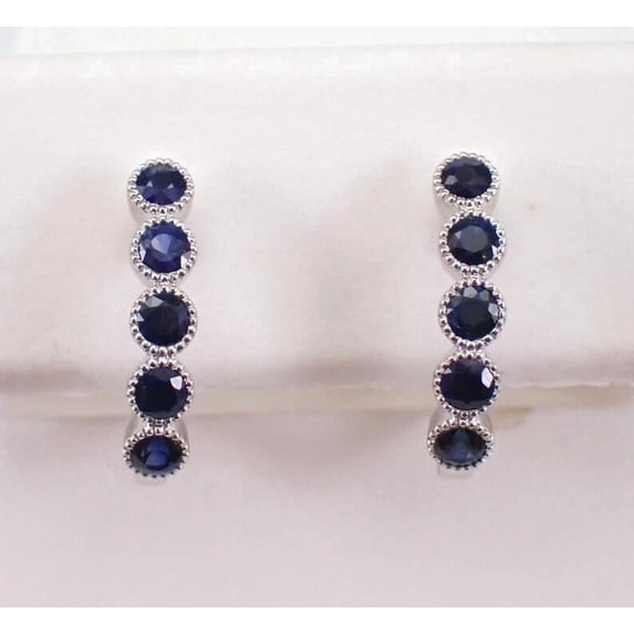 0.50Ct Round Cut Lab-Created Sapphire Huggie Hoop Earrings 14K White ...