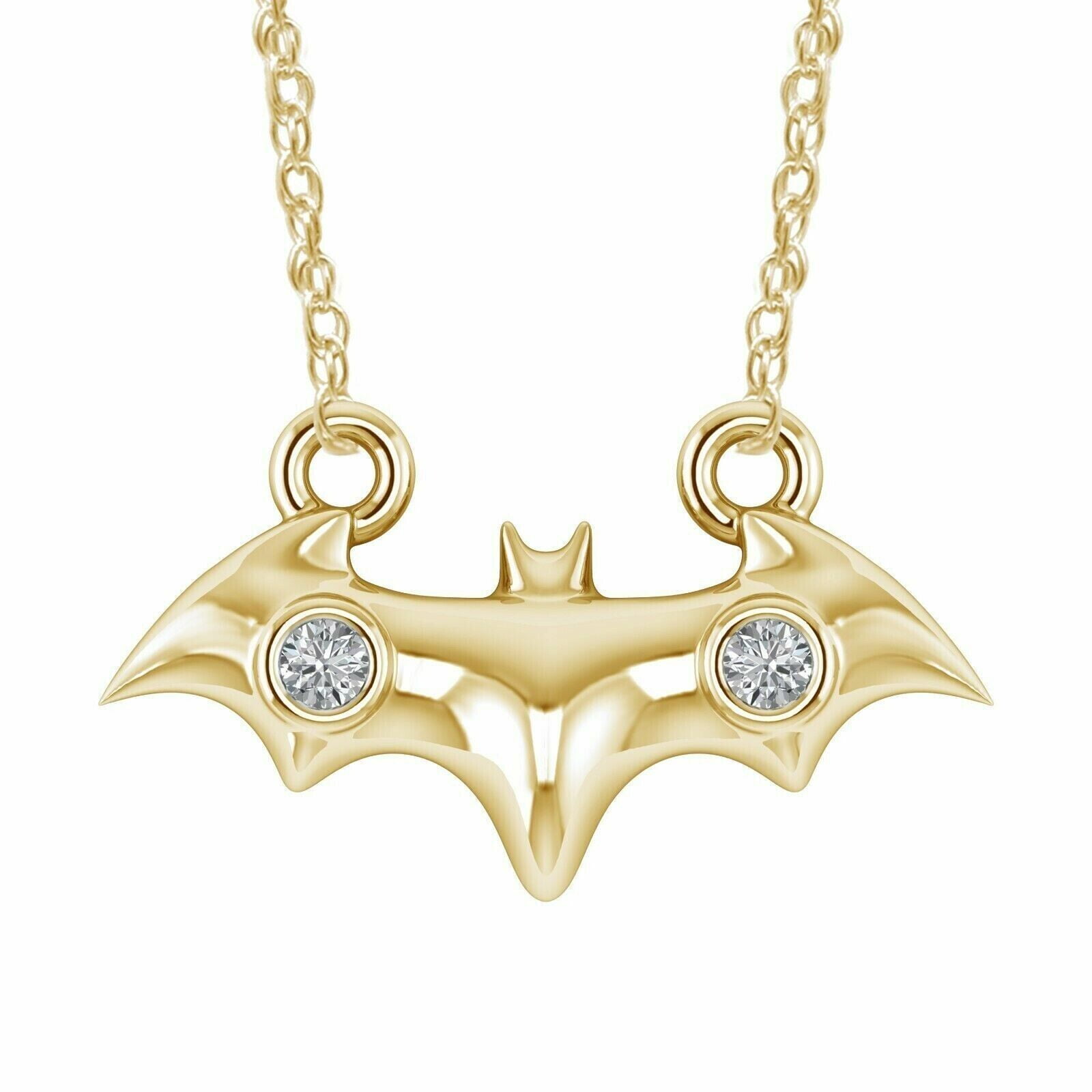 0.50Ct Round White Lab Diamond Batman Pendant Necklace 14k Yellow Gold ...