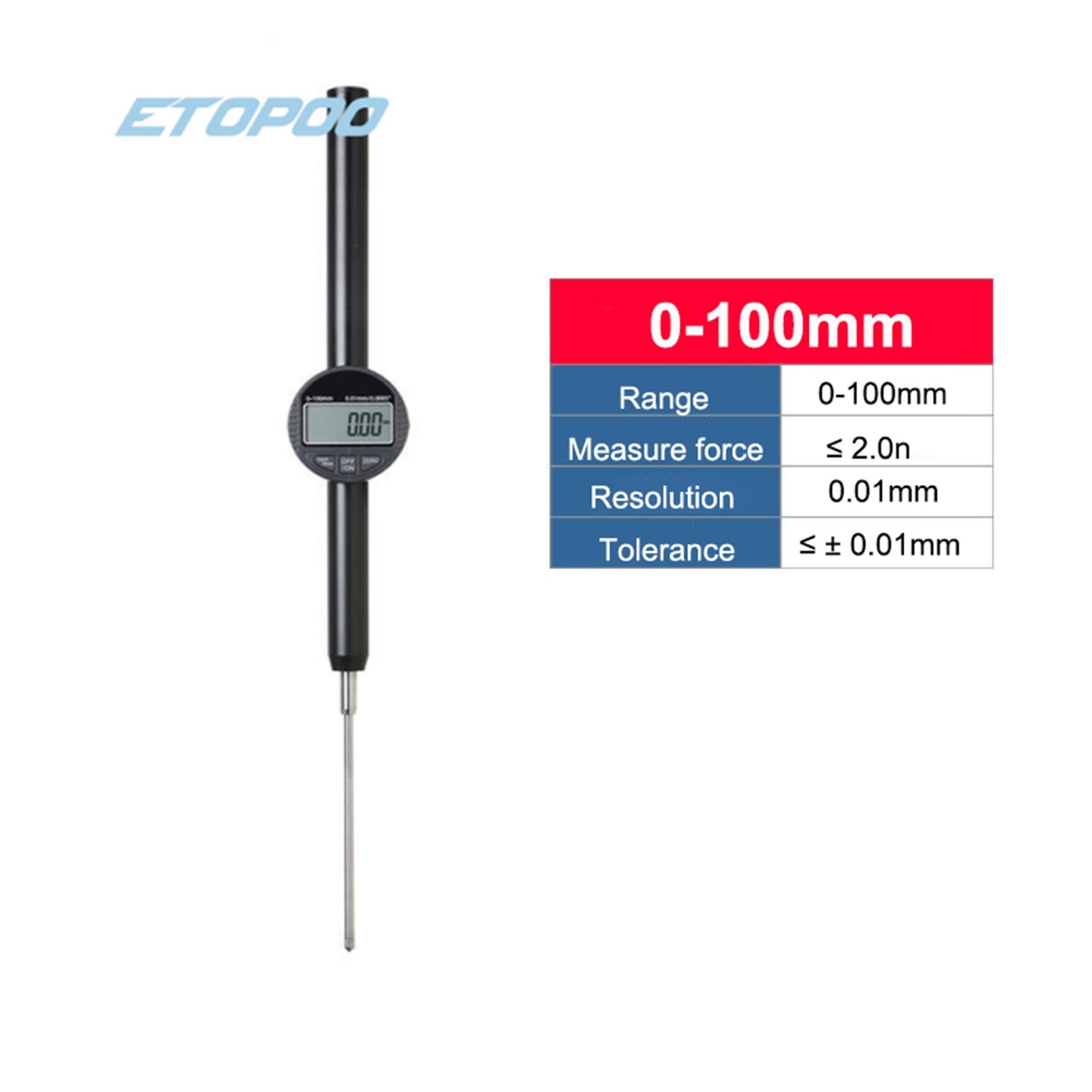 0-50mm 0-100mm 0.01mm/0.001mm Digital Dial Indicator Large Distance ...