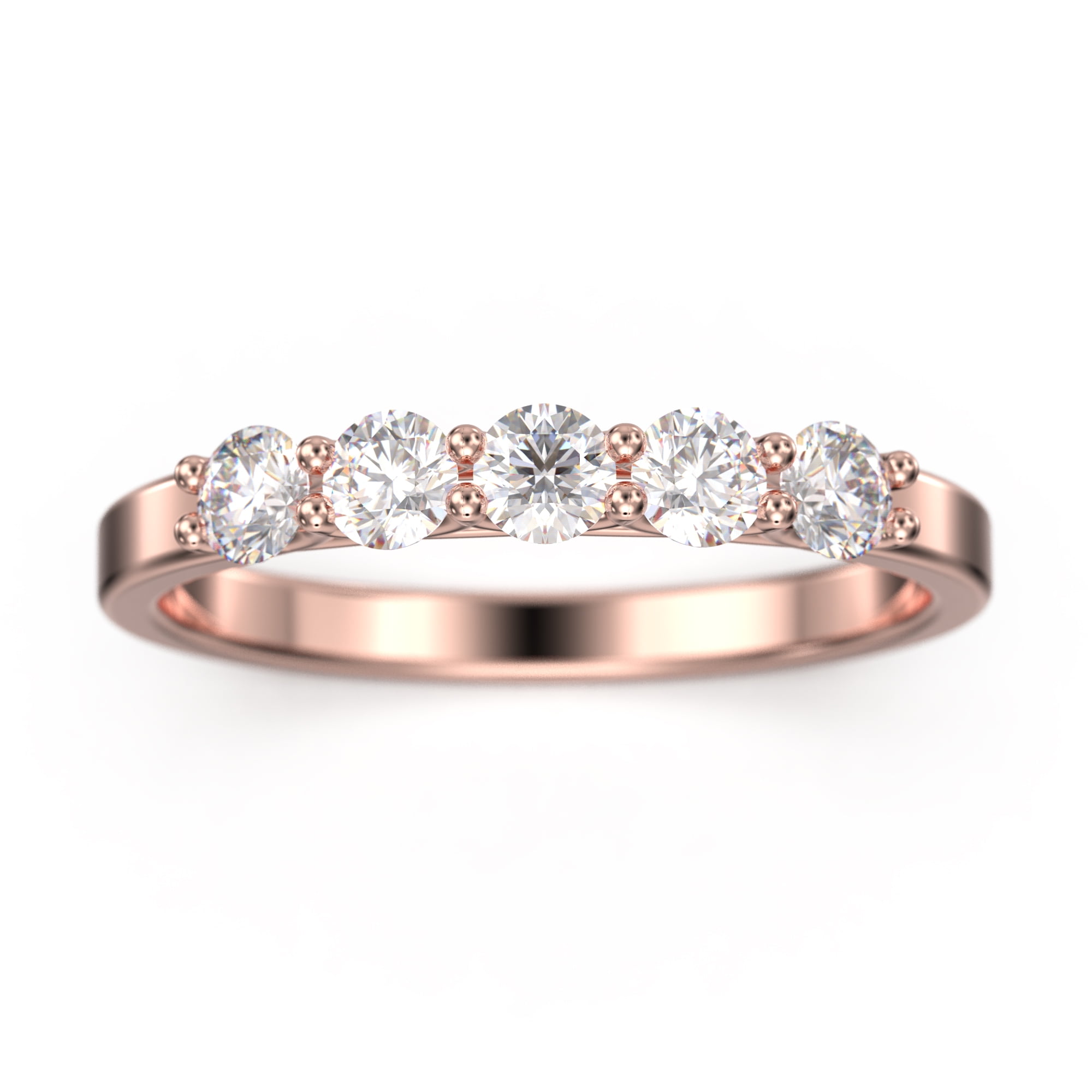 0.51Ct Premier Five Stone Trellis Diamond Moissanite 18K Rose Gold Over ...