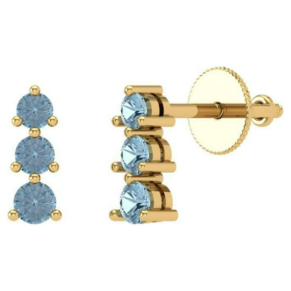 0.42 ct Screw-Back Stud Earrings for Women | 2.9mm Round Cut Natural ...