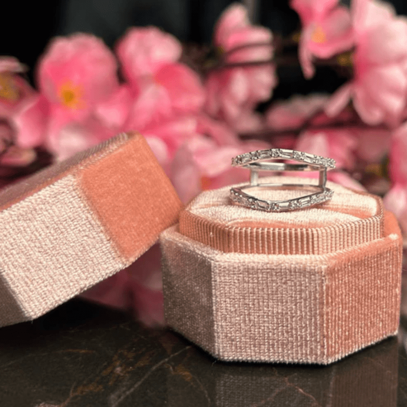 0.52Ct. Baguette Ring Guard 925 Sterling Silver Curved Wedding Ring ...