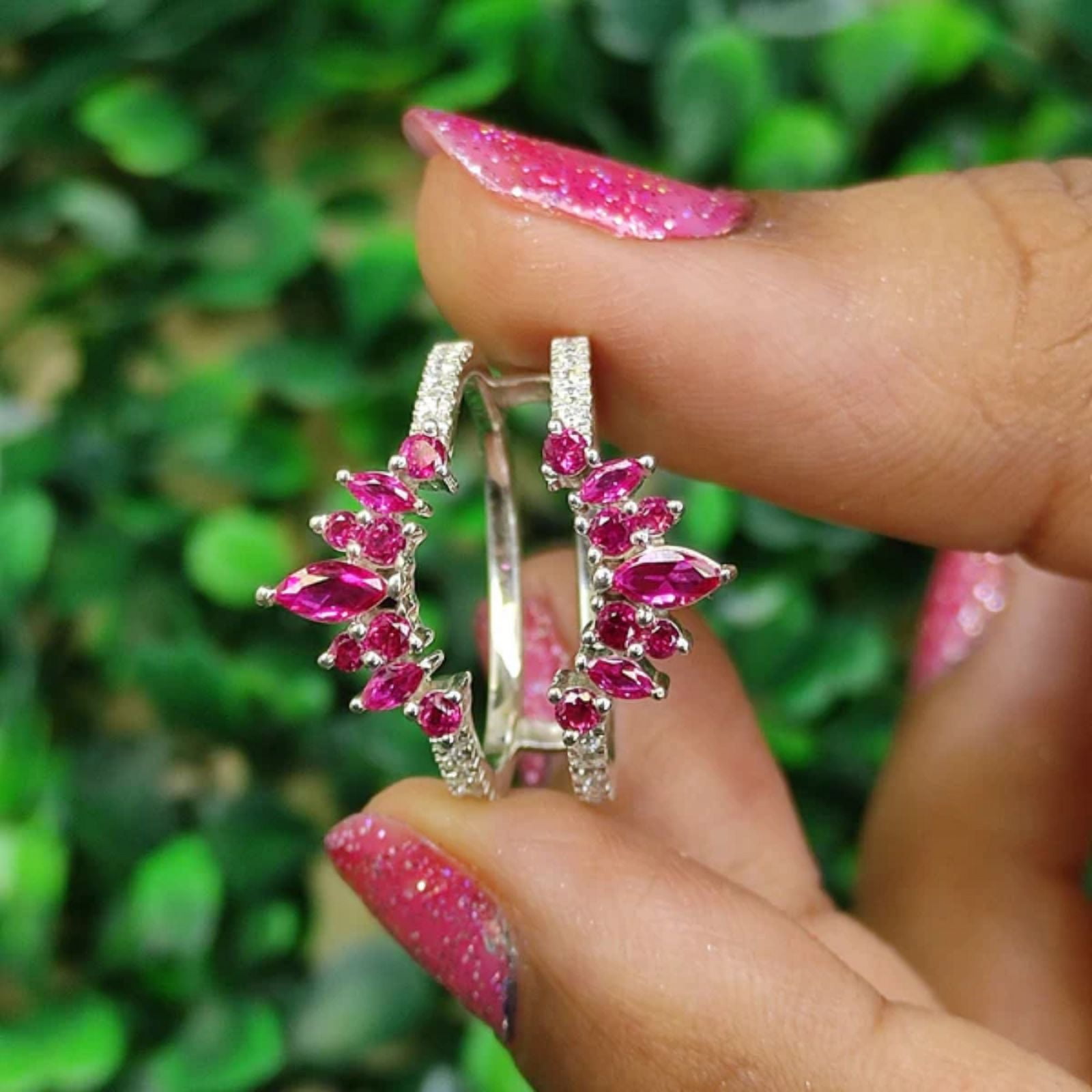 0.52Ct. Marqusie and Round Cut Ruby and Diamond Wedding Ring Enhancer ...