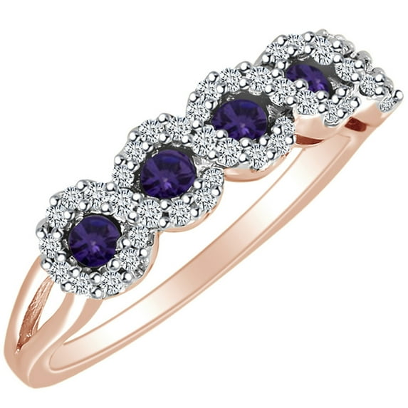 AFFY 0.53 Ct Round Simulated Blue Sapphire & White Natural Diamond Infinity Engagement Band Ring ...