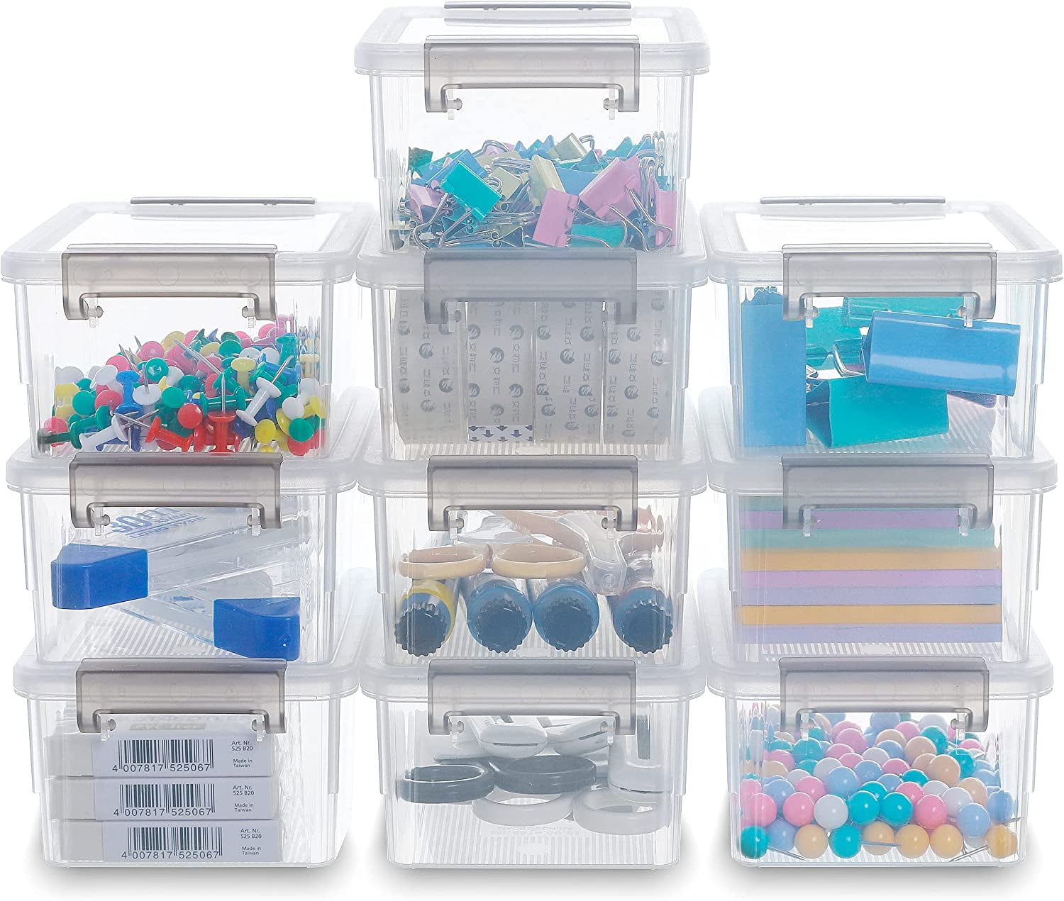 0.53 QT 10 Packs Small Storage Bins Plastic Storage Container Stackable ...