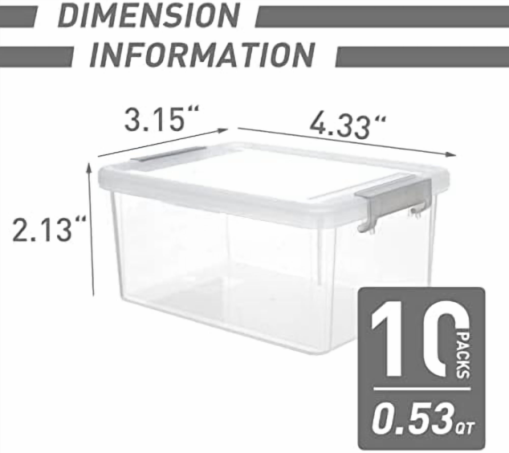 0.53 QT 10 Packs Small Storage Bins Plastic Storage Container Stackable ...