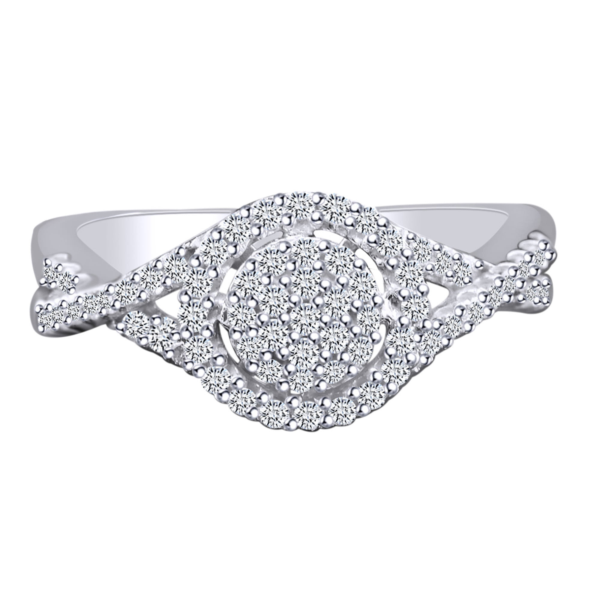 AFFY 0.54 Carat White Natural Round Cut Diamond Infinity Halo ...