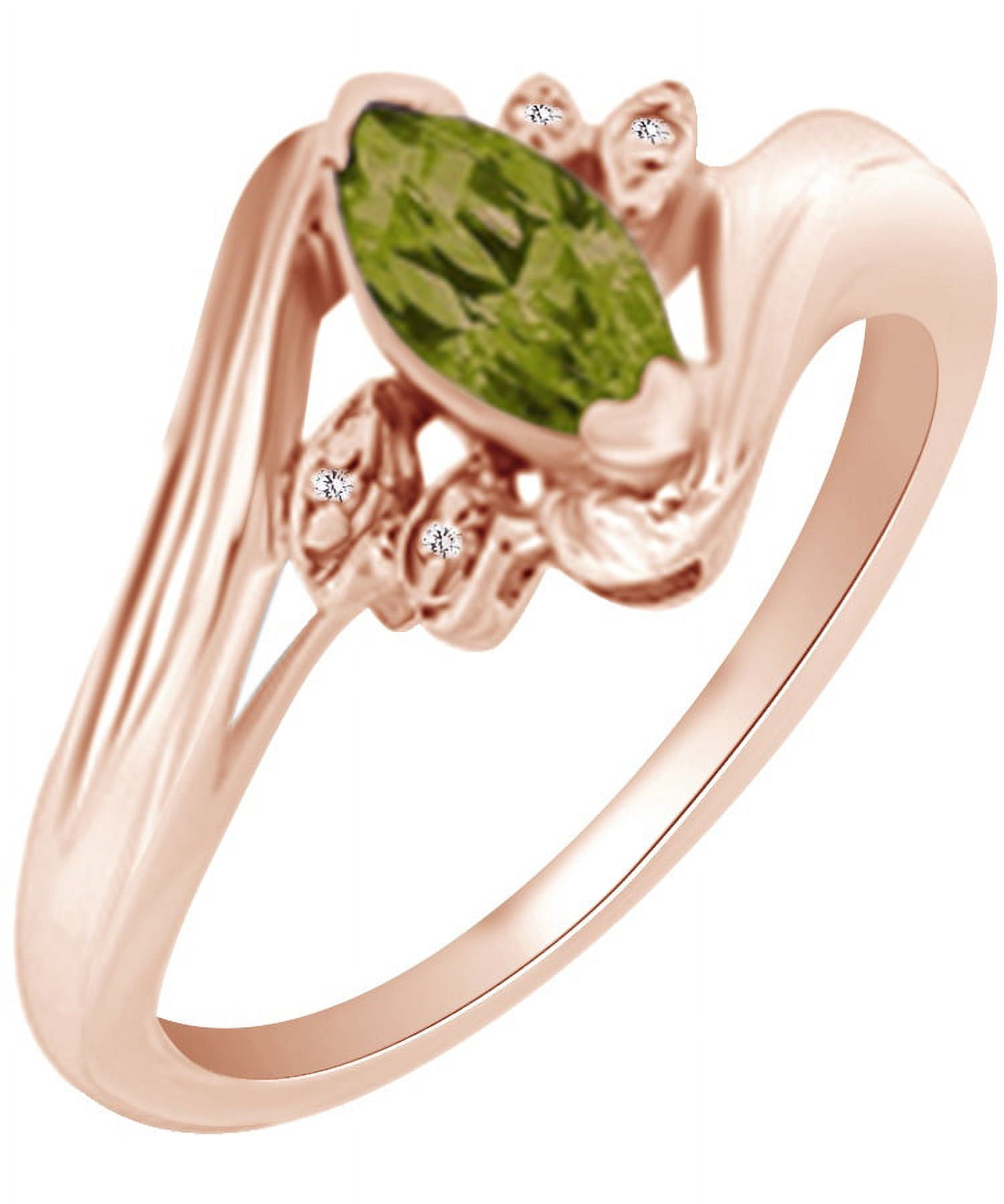 AFFY (0.54 cttw) Simulated Green Peridot & White Natural Diamond Accent ...