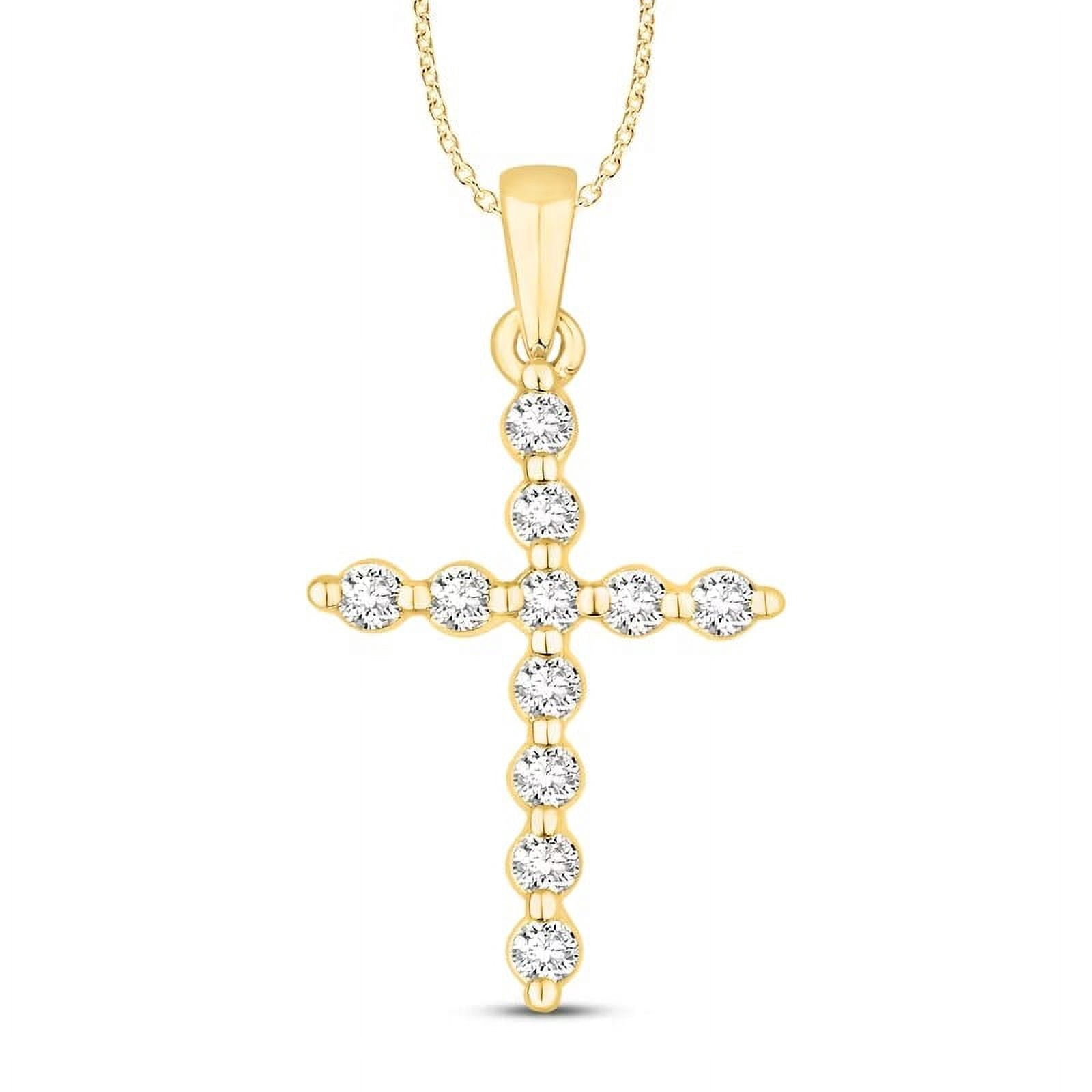 0.55 Ct Unique Round Cut Real Diamond Cross Pendant Necklace for Women ...