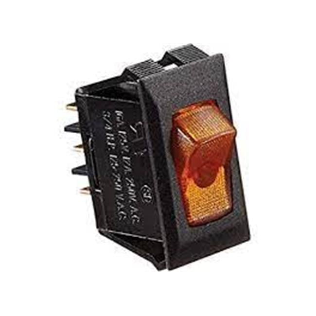 0.55 in. 10A Illuminated On, Off -SPST Cut-out Black with Amber Rocker ...