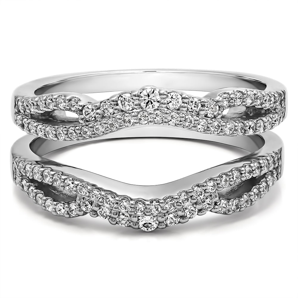 0.57 Ct Double Infinity Wedding Ring Guard, Sterling Silver, Cubic ...