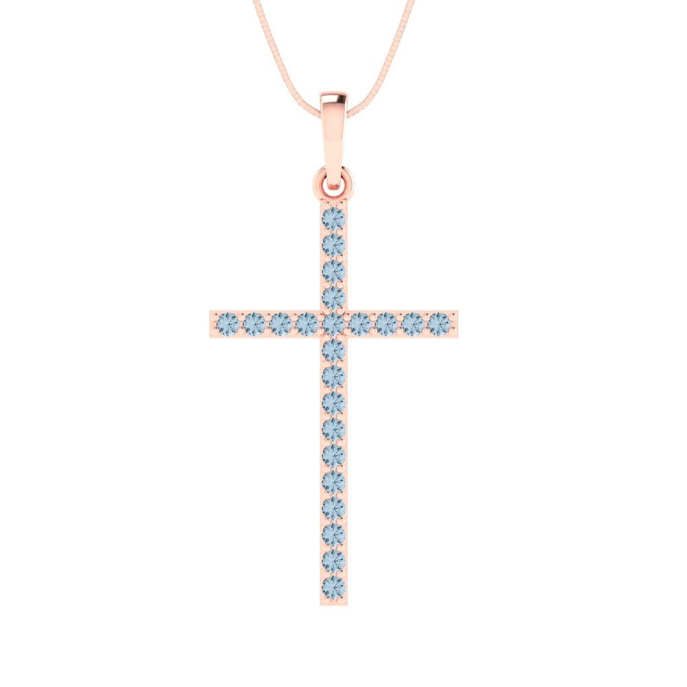 0.575 cctw Simulated Blue Diamond Rose Gold Plated Pendant with 18" Box ...