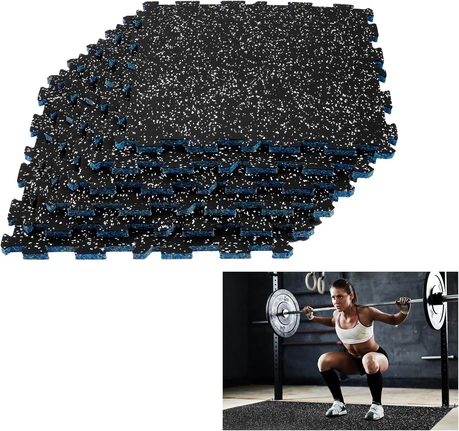 0.59" Thick Exercise Equipment Mats, 6 Tiles Interlocking Gym Flooring ...