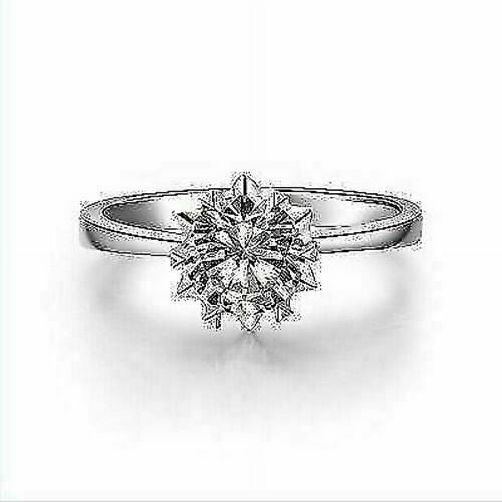 0.5CT Diamond (SI1,G-H) 14K White Gold Snow Flake Solitaire Ring for ...