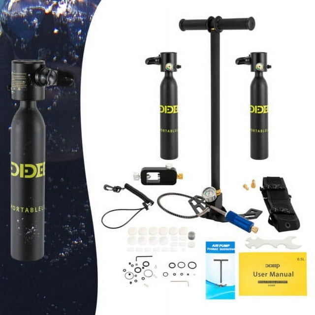0.5L Mini Scuba Diving Case Kit Oxygen Tank Pump Underwater Breath ...