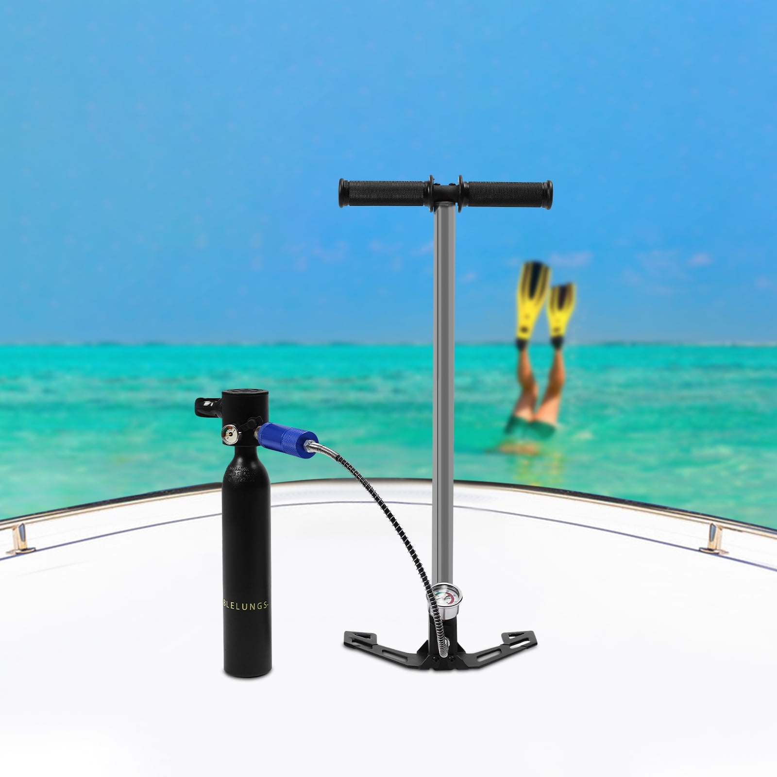 0.5L Oxygen Tank Pump Equipment Underwater Breath Mini Scuba Diving ...