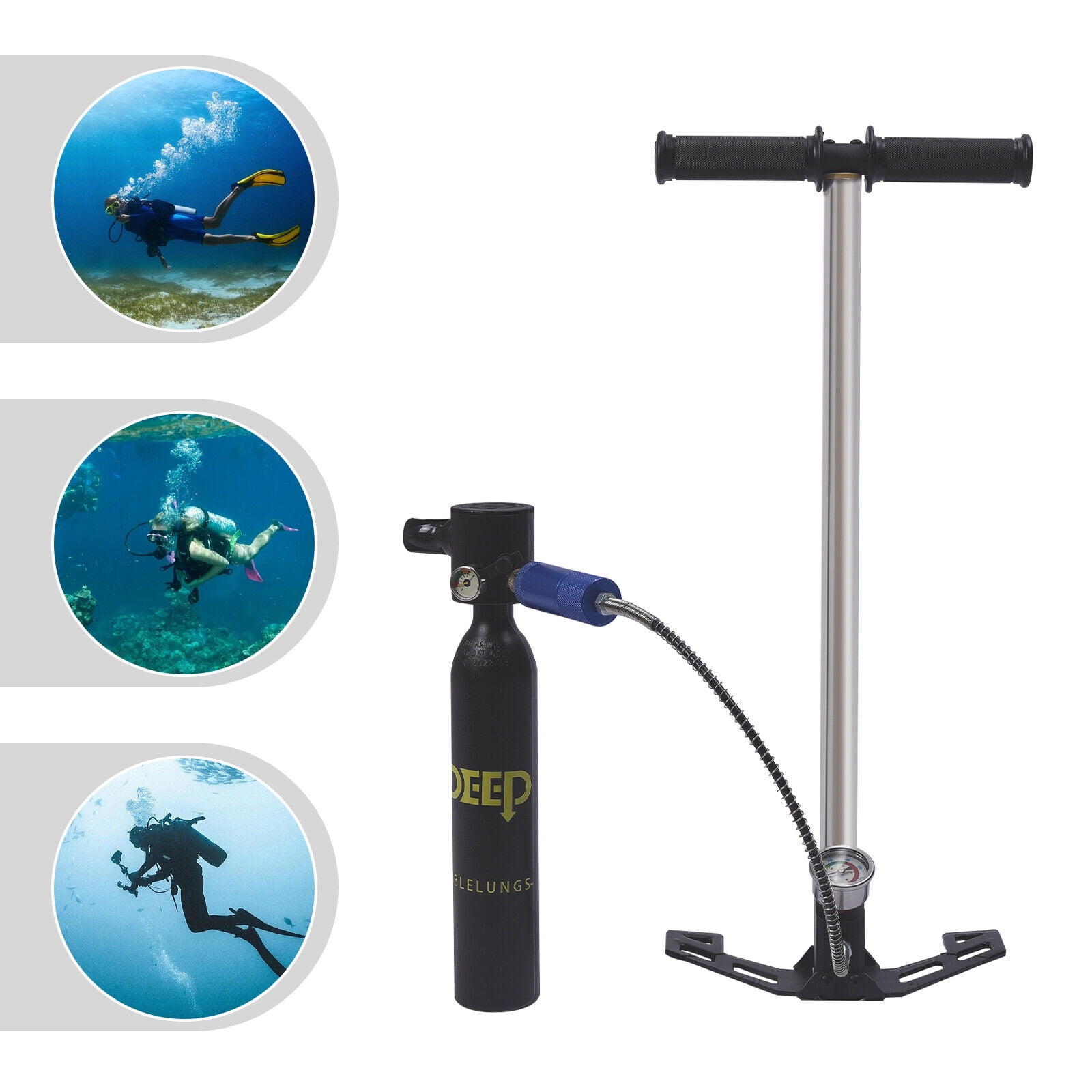 0.5L Oxygen Tank Pump Equipment Underwater Breath Mini Scuba Diving ...