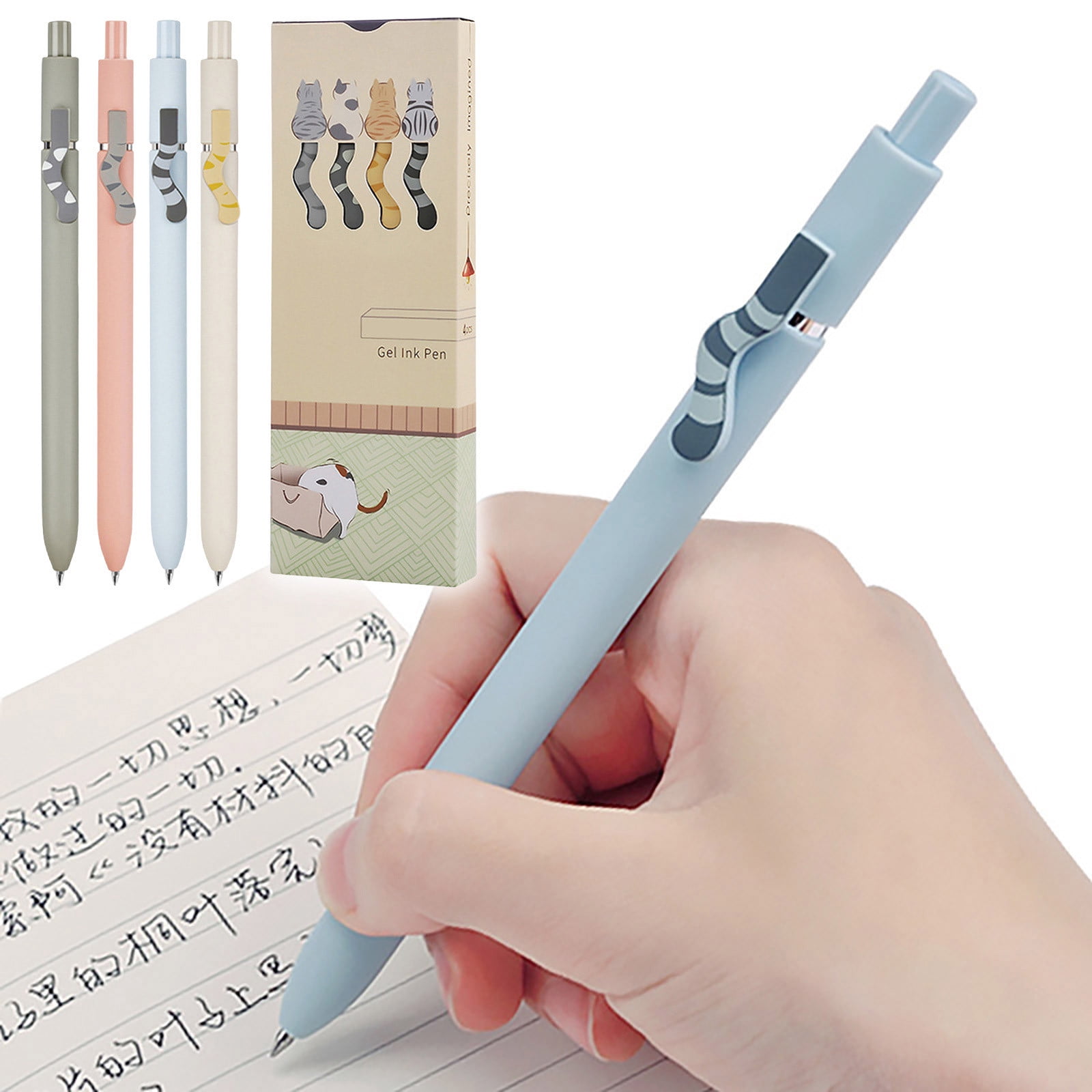 0.5Mm Plastic Brush Tip Click Pen With Cat Tail Design Multicolor One ...