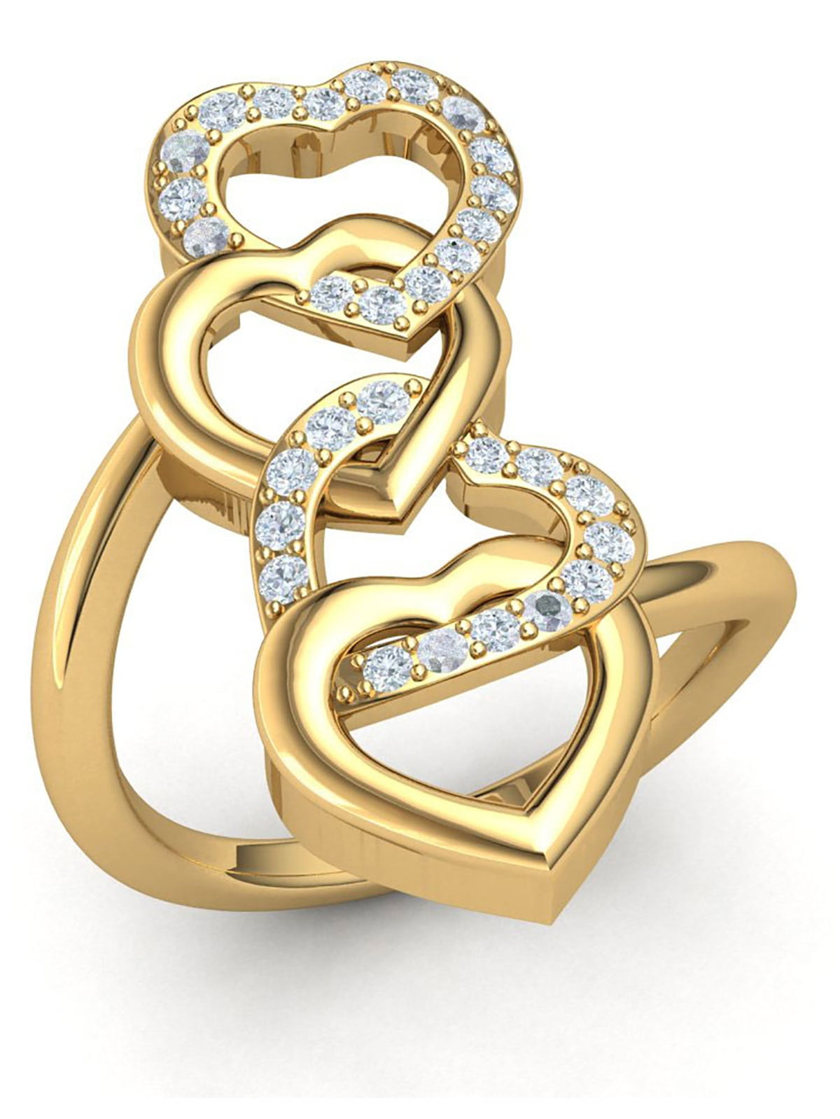 0.5carat Round Cut Diamond Prong Intertwined Interlinked Hearts Fancy ...