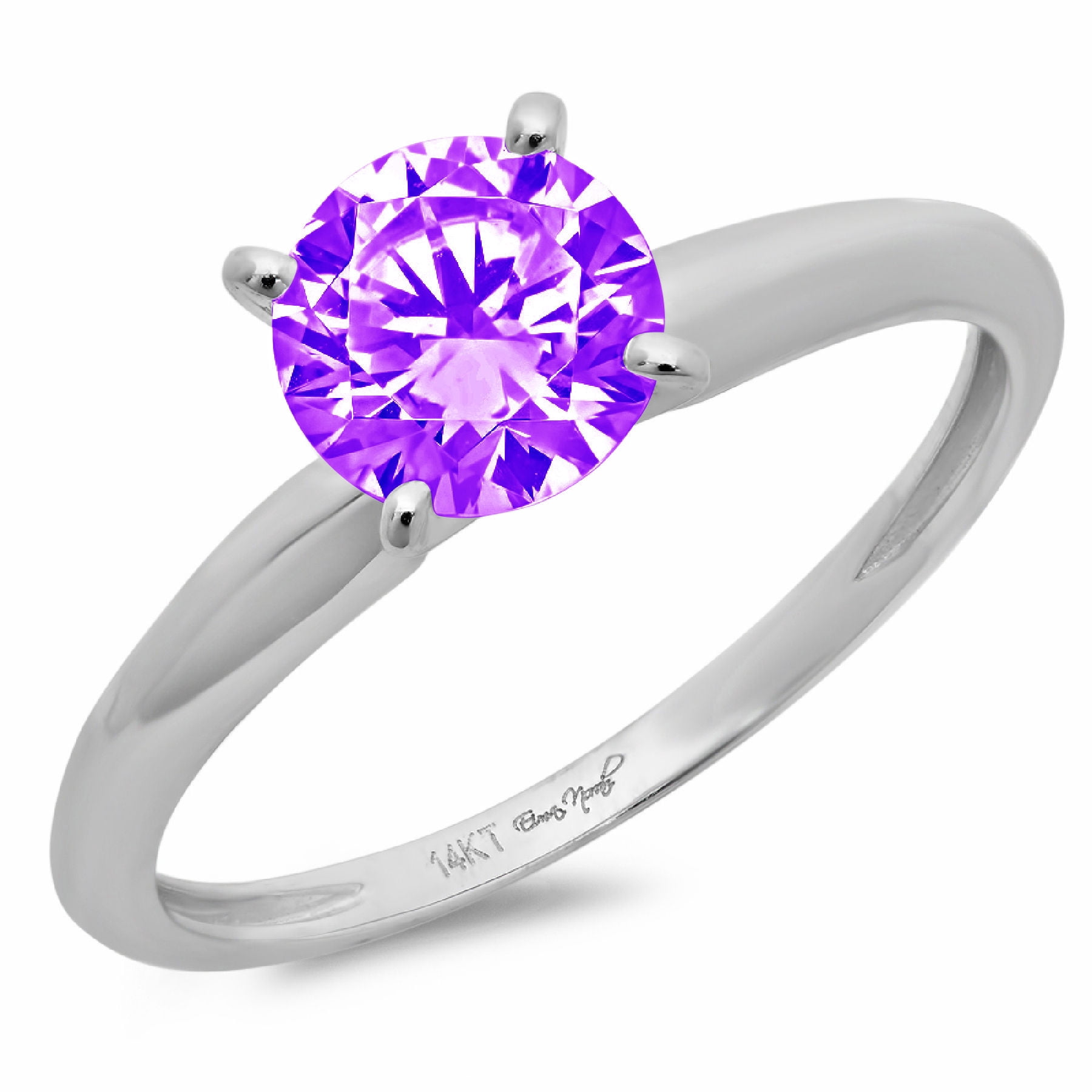 0.5ct Round Brilliant cut - Solitaire - Simulated Amethyst - 18k White ...